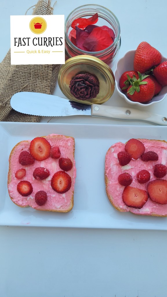 Cream Cheese Rose Toast – Rose Strawberry Toast - Fast Curries